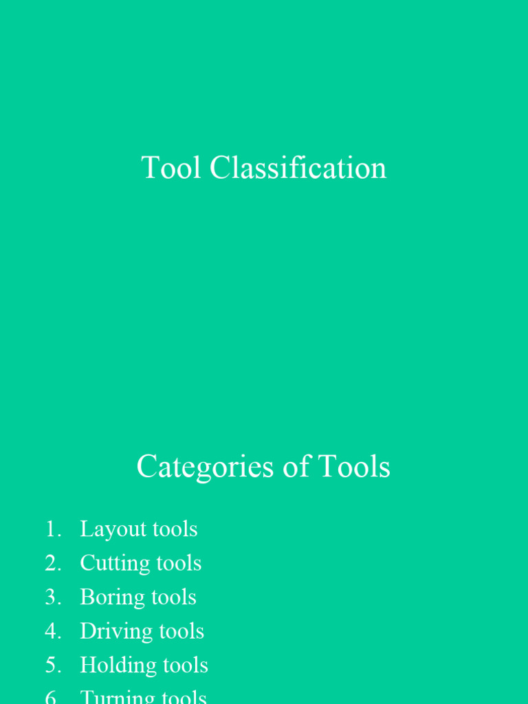 Tool Classification | PDF | Screw | Tools