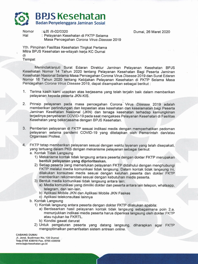 BPJS Pelayanan Kesehatan Di FKTP Selama Masa Pencegahan Corona Virus ...