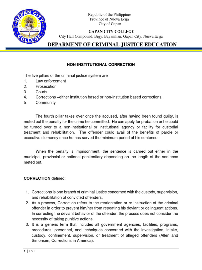 Non-Institutional Correction | PDF | Probation | Corrections