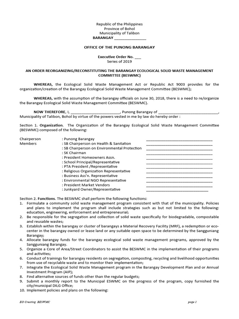 1 Eo Beswmc | PDF | Waste Management | Municipal Solid Waste