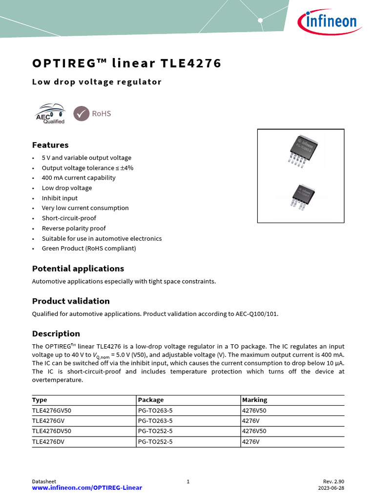 Infineon TLE4276 DataSheet v02 - 90 EN | Download Free PDF | Capacitor | Electronic Circuits