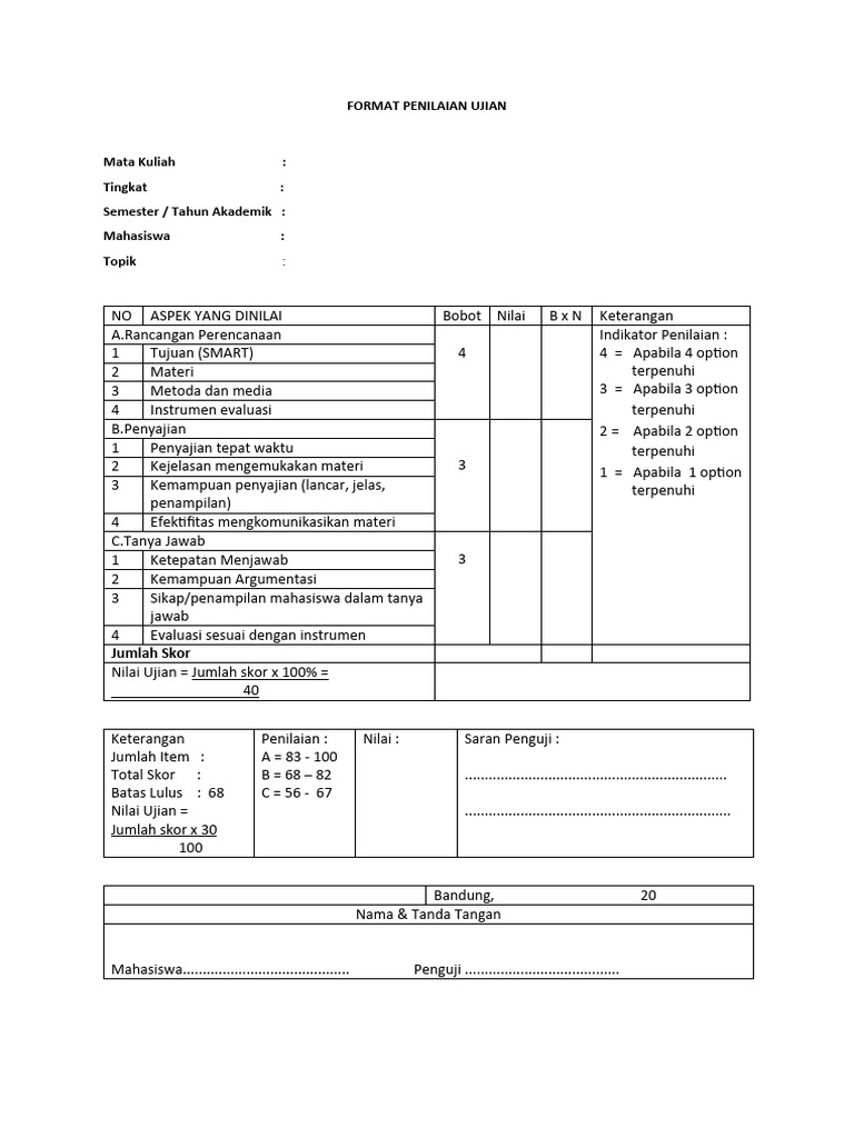 Format Penilaian Uprak | PDF