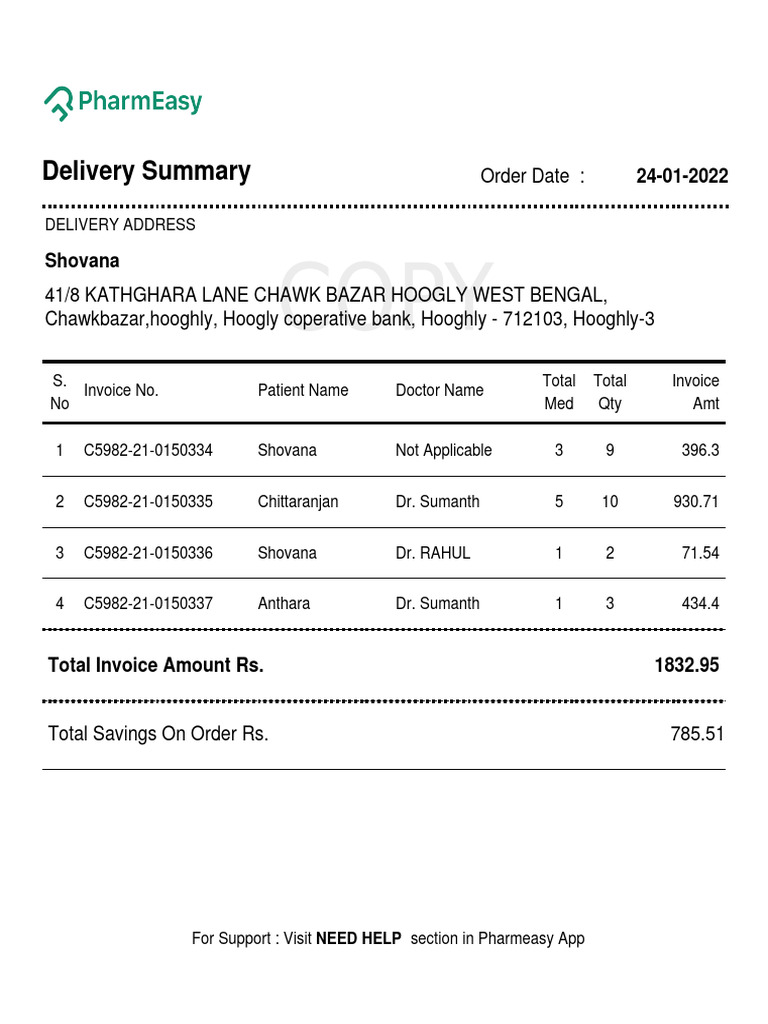 ConsolidatedCustomerInvoice 51671737 4HT 1643059850 | PDF | Pharmacy ...
