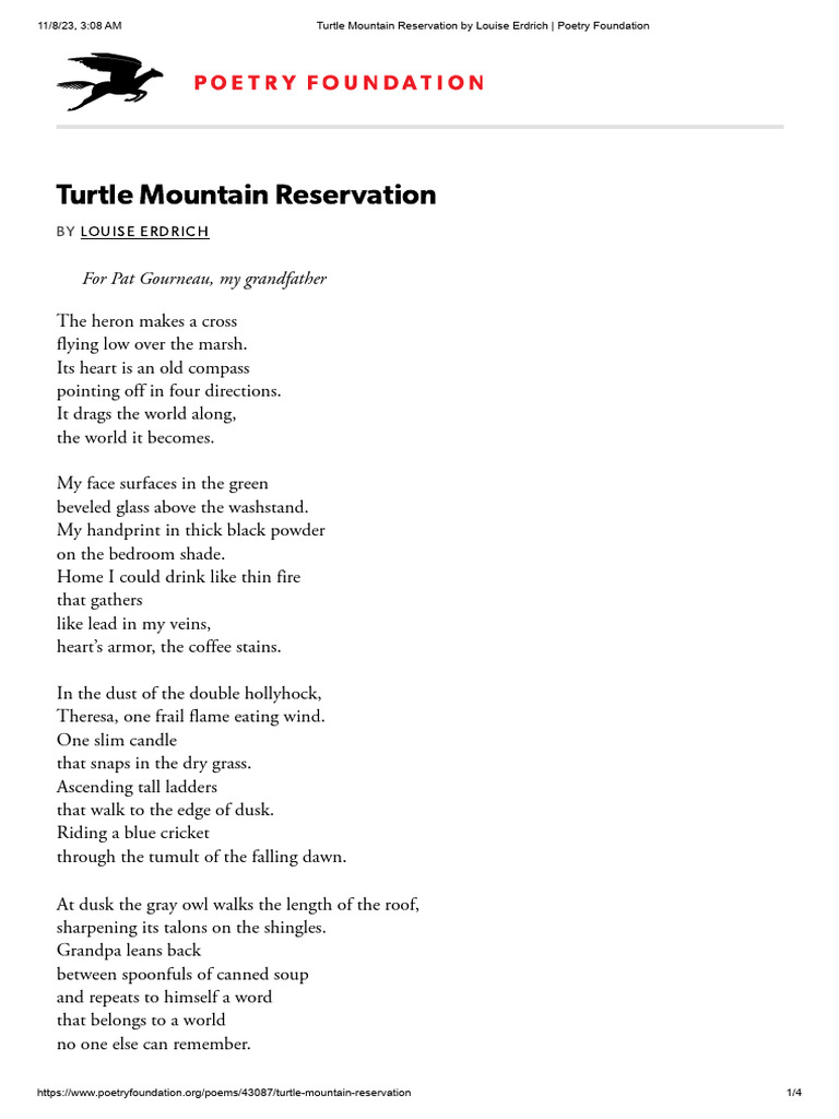 Turtle Mountain Reservation by Louise Erdrich - Poetry Foundation | PDF