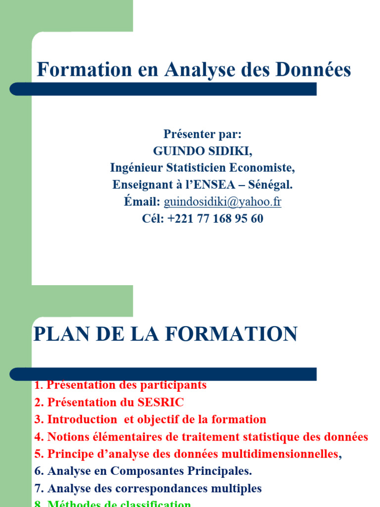 1-Analyse Des Donnees | PDF | Statistiques | Analyse des données