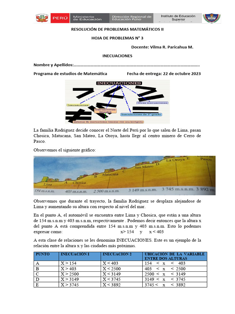 Hoja de Problemas #3 - Inecuaciones | PDF