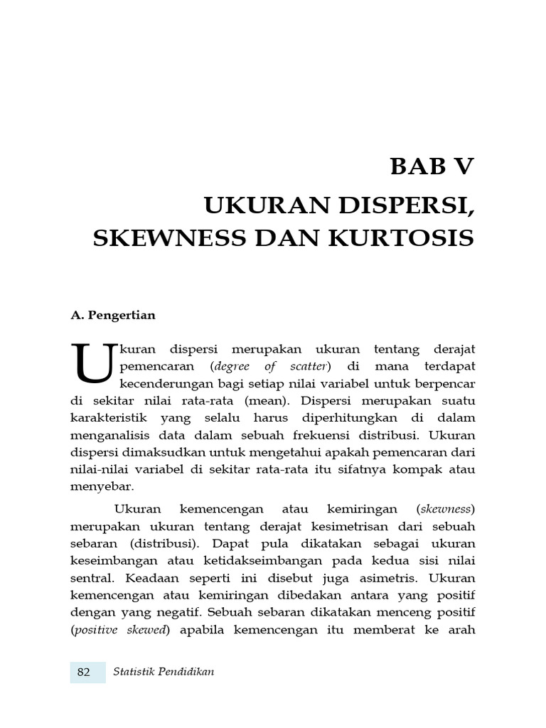 Bab V Ukuran Dispersi Skewness Dan Kurtosis | PDF