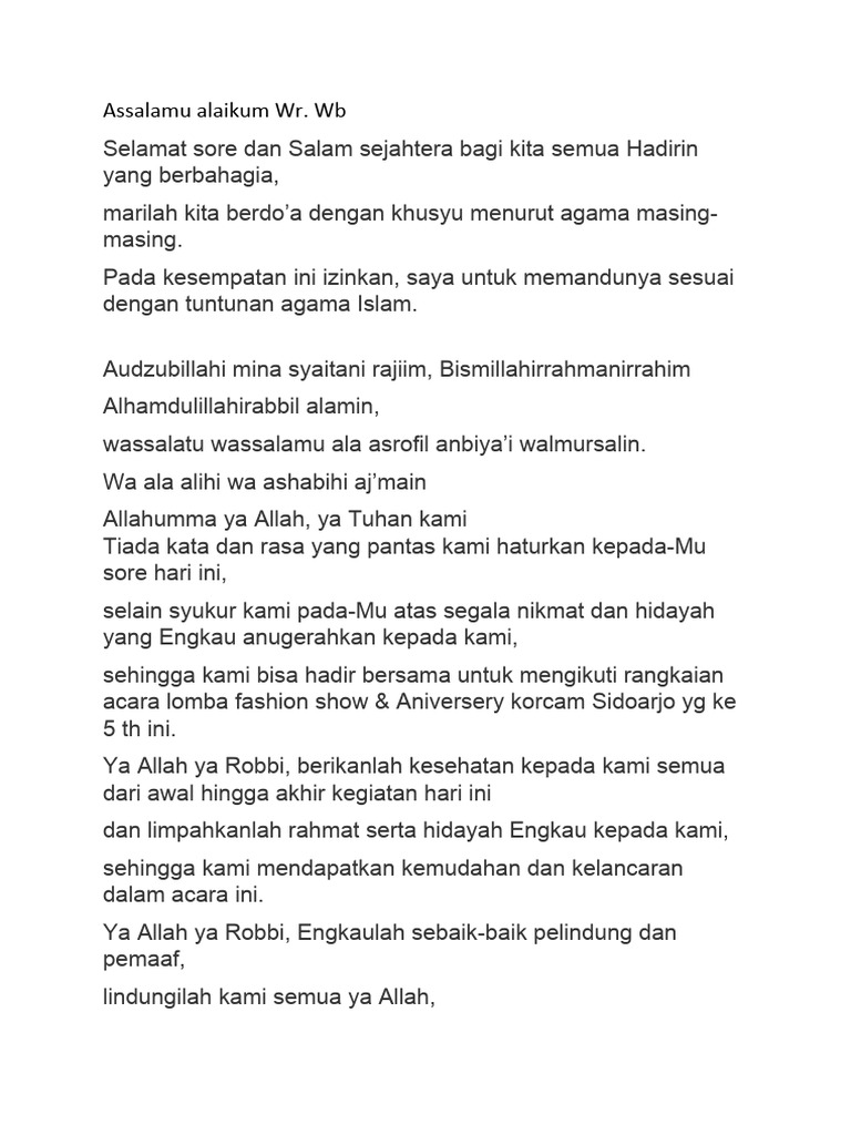 Doa Acara Lomba Fashion | PDF