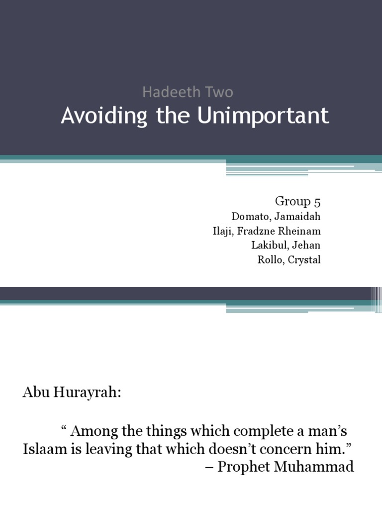 Importance of Avoiding the Unimportant | PDF