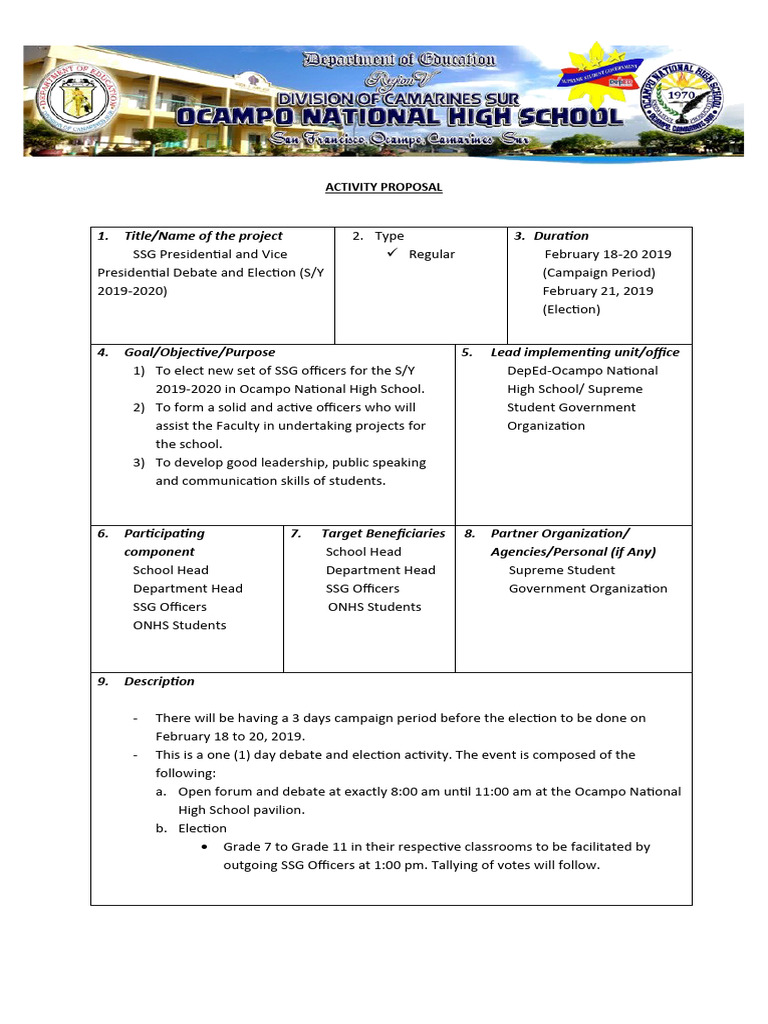 Proposal - SSG Election 2019 | PDF | Presidencies | Presidency Of The ...
