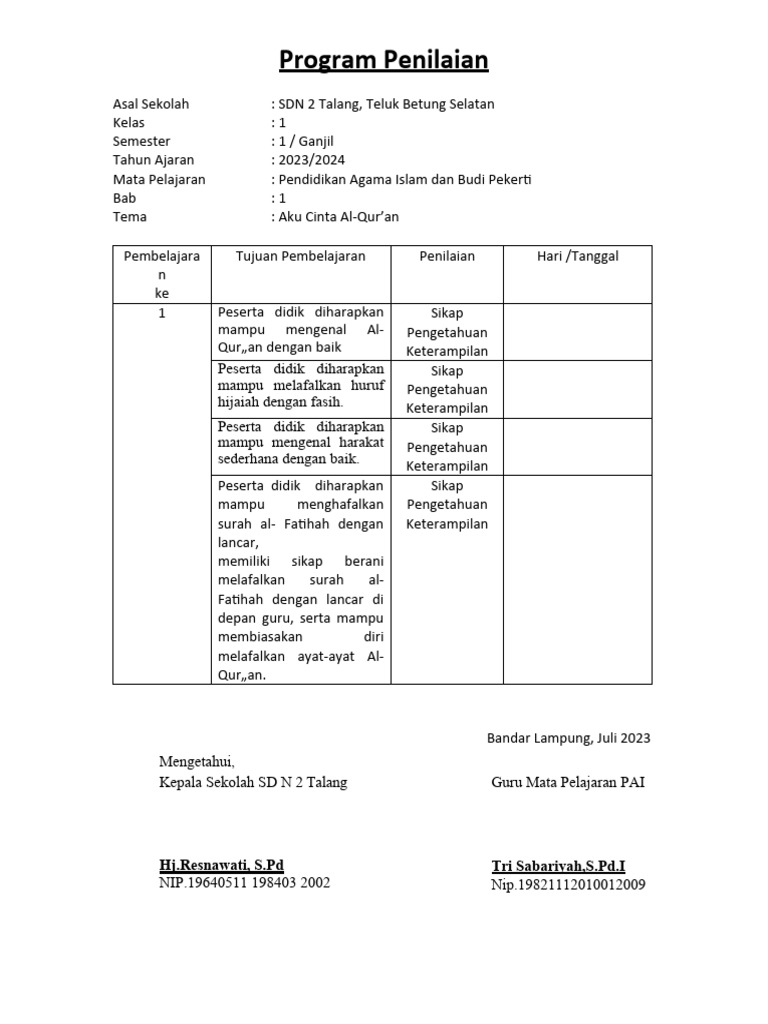 Program Penilaian | PDF