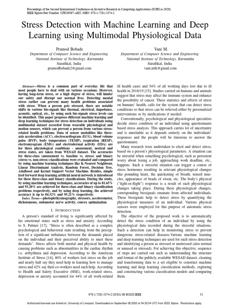 Stress Detection With Machine Learning and Deep | PDF | Statistical ... Stress Detection With Machine Learning and Deep | PDF | Statistical ...