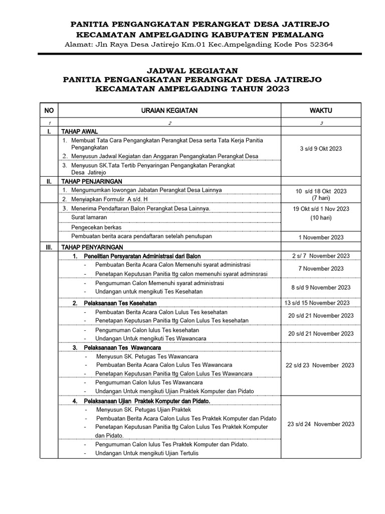 JADWAL TAHAPAN Fix | PDF