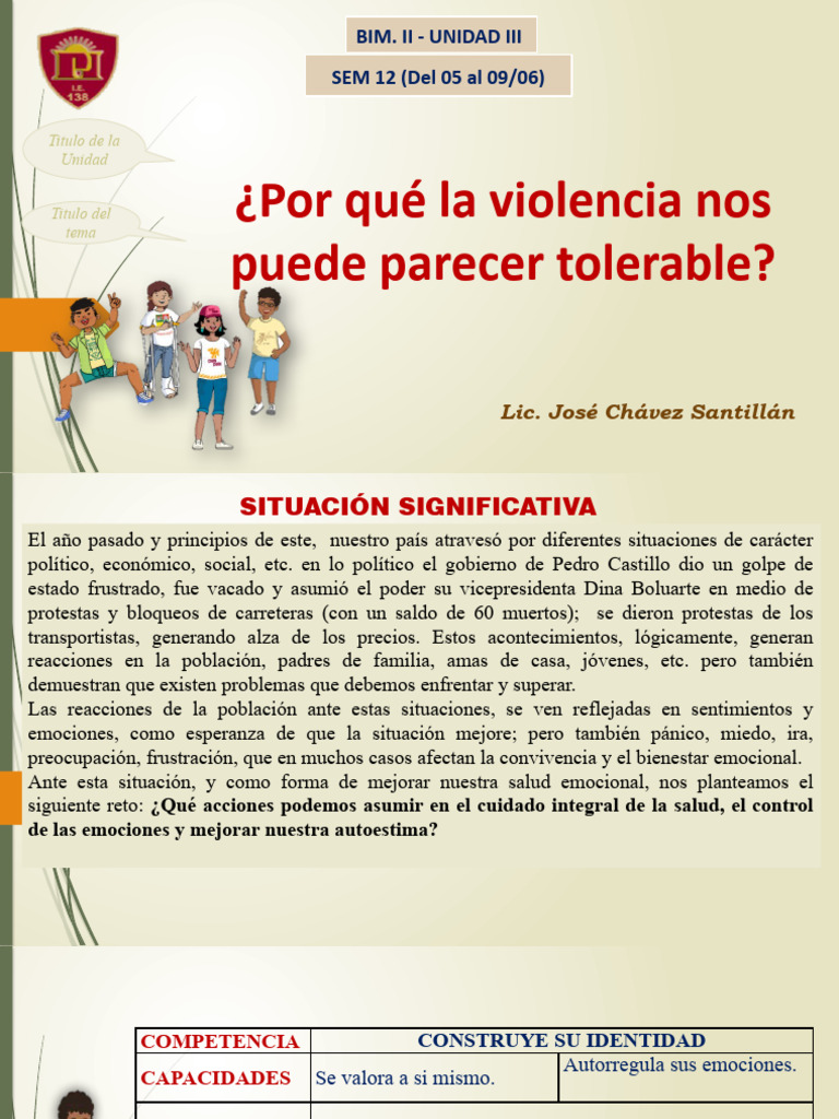 SEM 12 DPCC 4to. ¿Por Qué La Violencia Nos Puede Parecer Tolerable ...