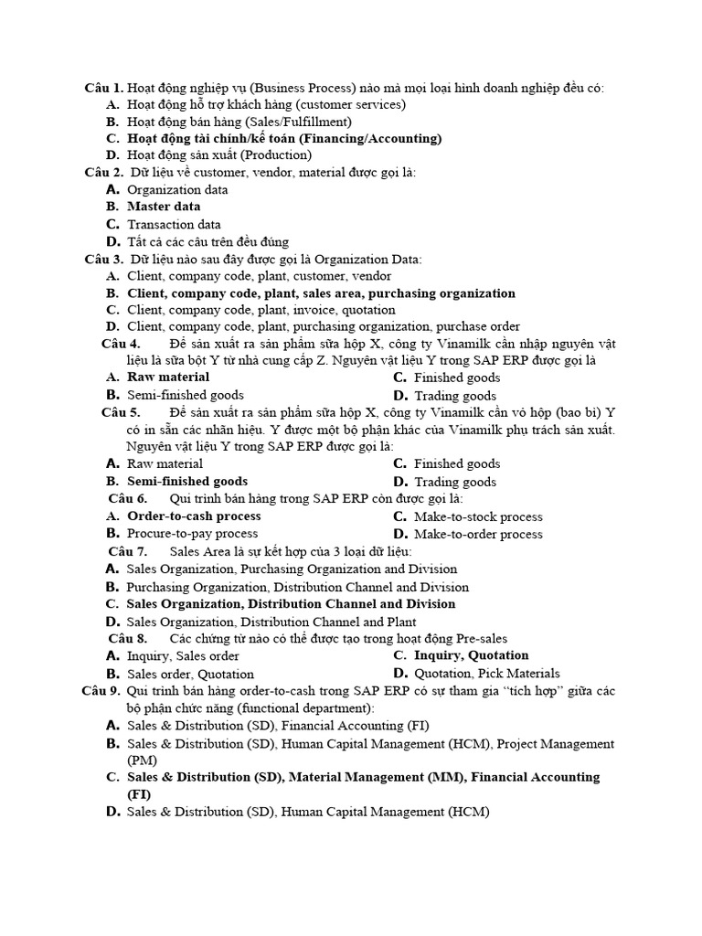 Trắc-nghiệm-ERP | PDF