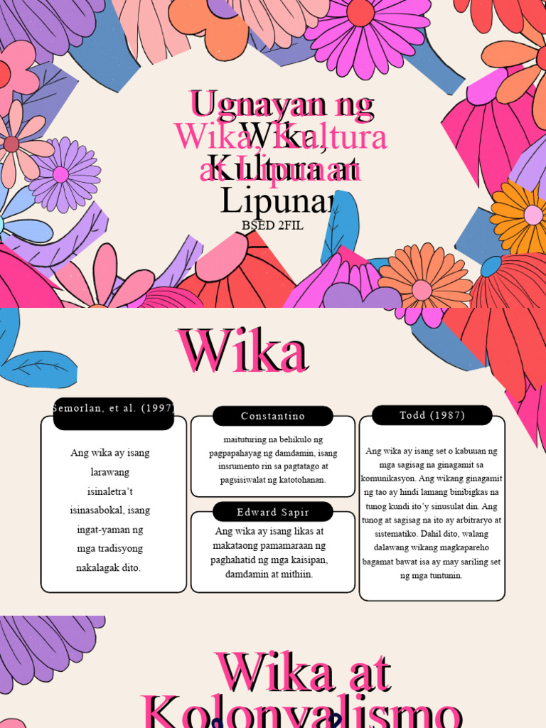 Ugnayan ng Wika, Kultura at Lipunan | PDF