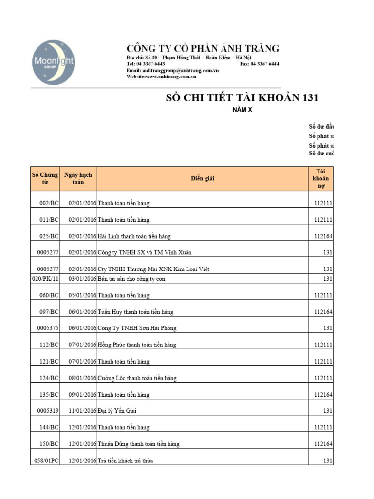 So Chi Tiet TK131 | PDF