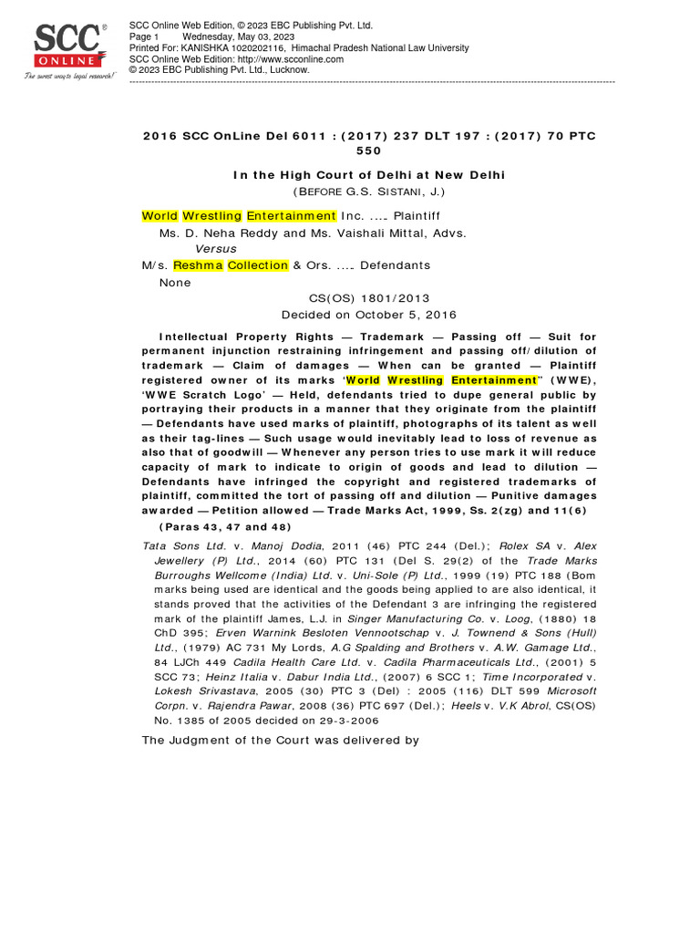WWE V - S Reshma Collections | PDF | Trademark | Wwe