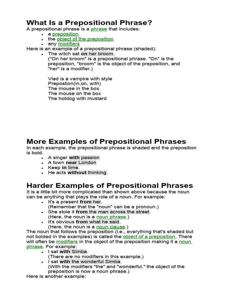 Understanding Prepositional Phrases | PDF | English Grammar | Adverb