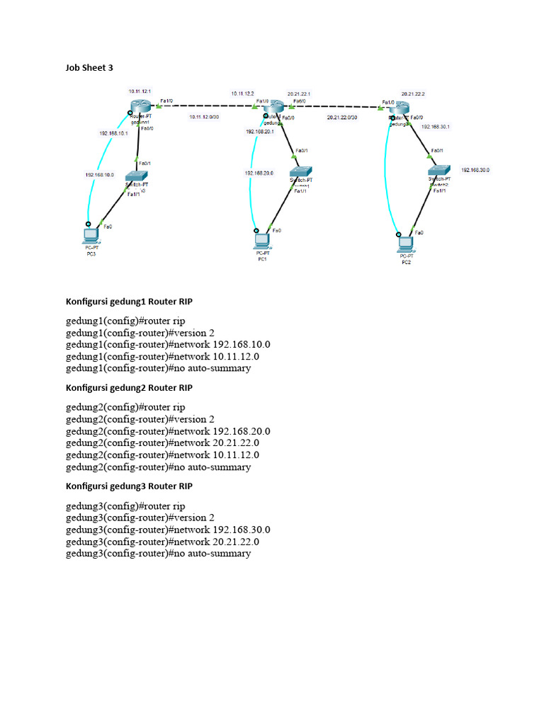 Job Sheet 3 Cisco 3 Gedung | PDF | Router (Computing) | Cyberspace
