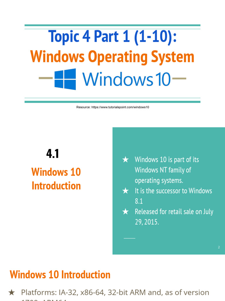 DFC10103 Topic 4 Windows 10 Part01 Dis2019 | PDF | Windows 10 | Microsoft Windows