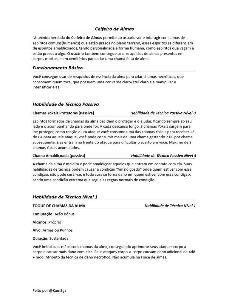 Tecnica Inata - Ceifeiro de Almas v.1.0 | PDF | Alma