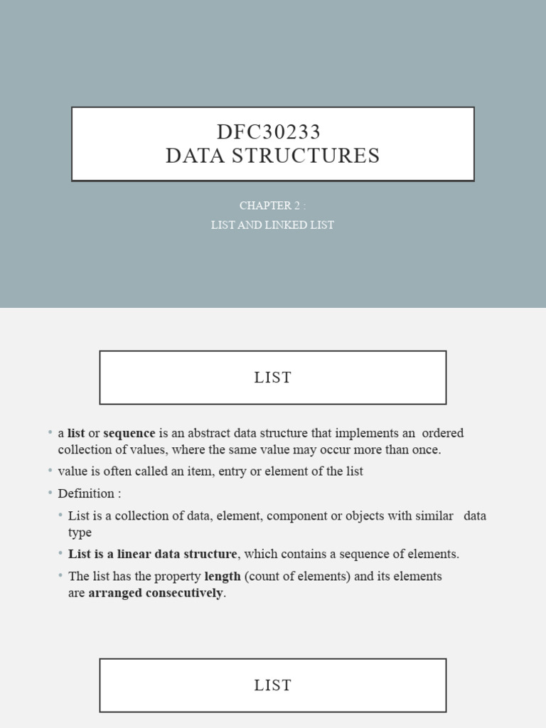 Data Structures: Lists & Linked Lists | PDF | Software Engineering | Computer Engineering