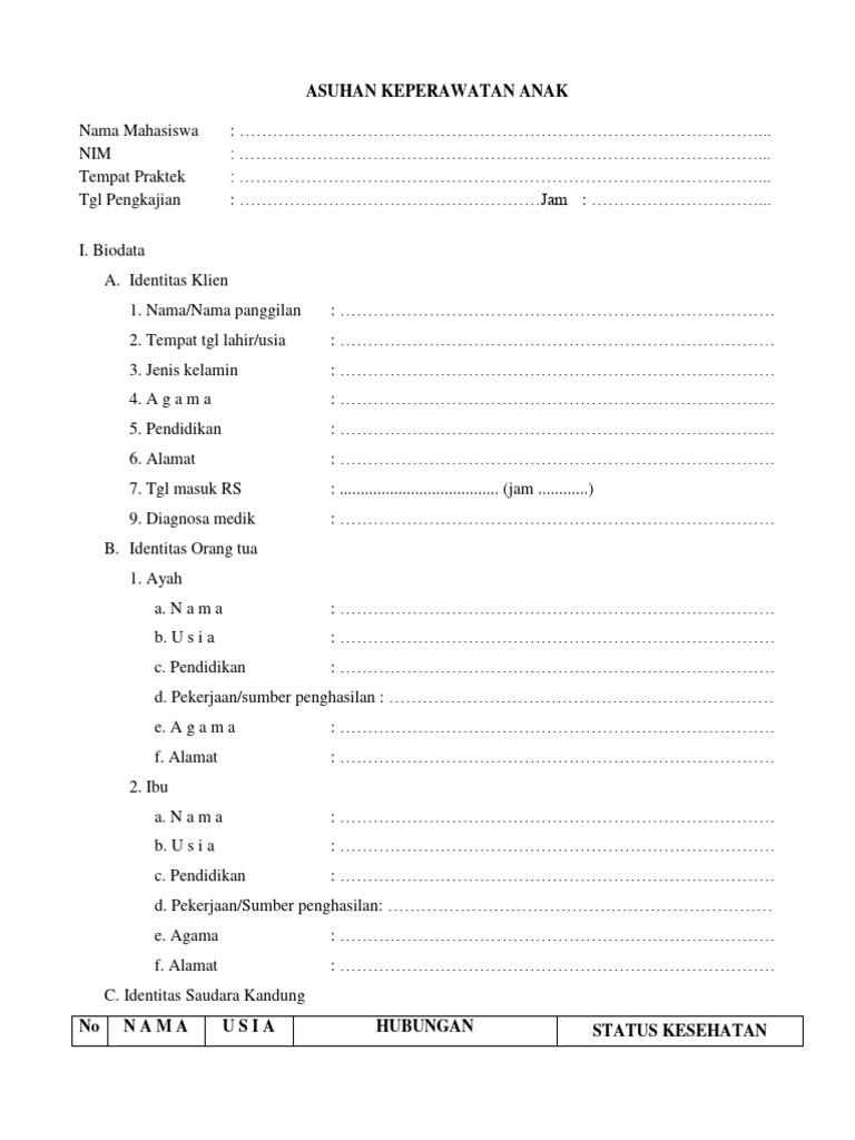 Format Askep Anak | PDF