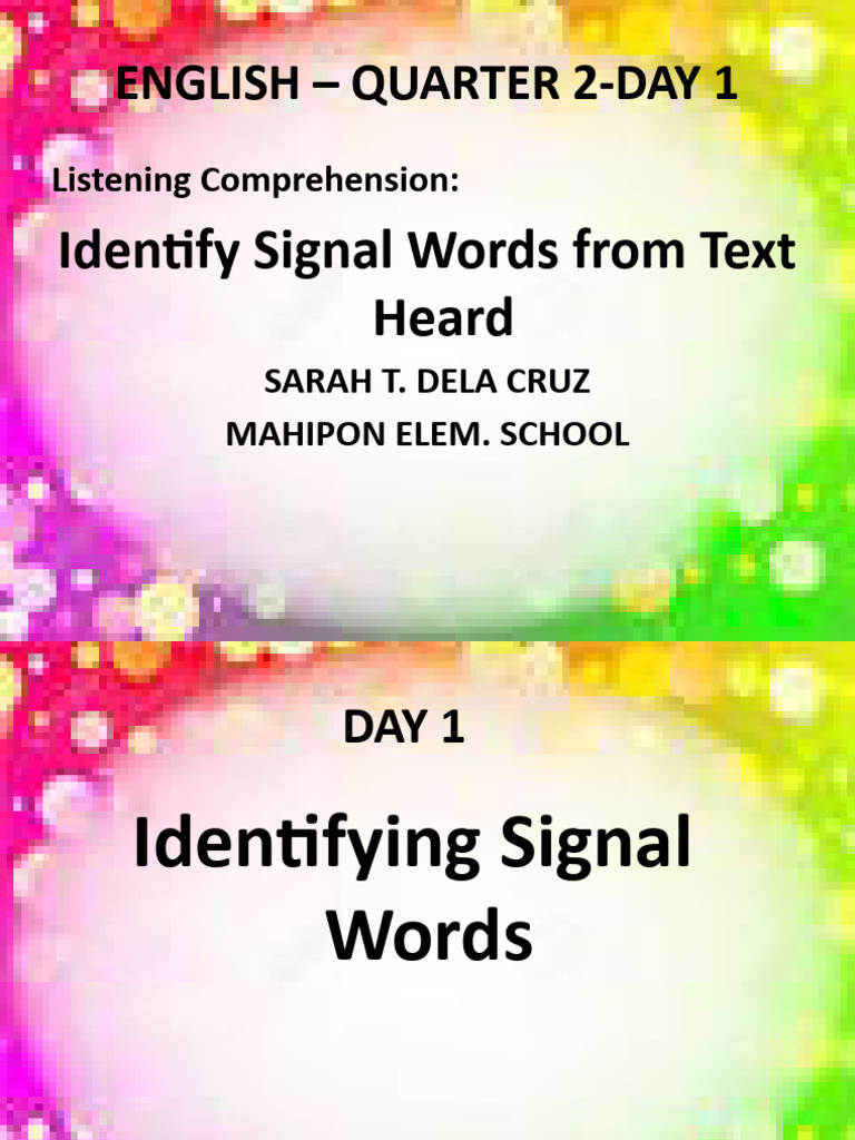 English 5 Quarter 2 Week 1-Day 1 | PDF