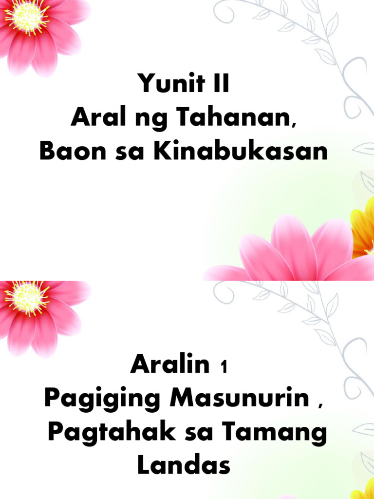 Aralin 1 Pagiging Masunurin, Pagtahak Sa Tamang Landas | PDF
