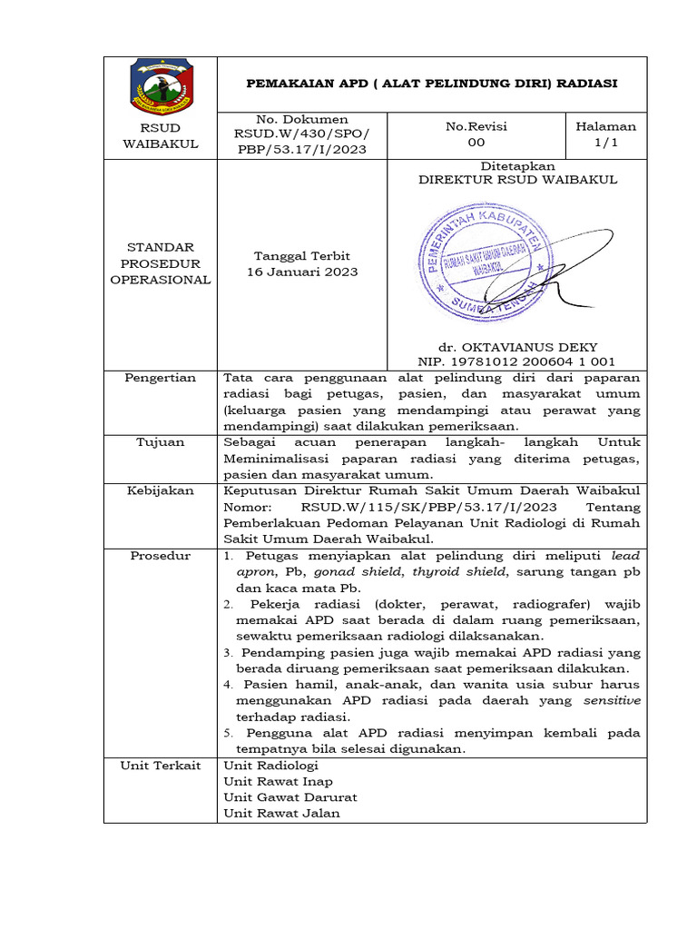 Pemakaian APD Radiasi | PDF