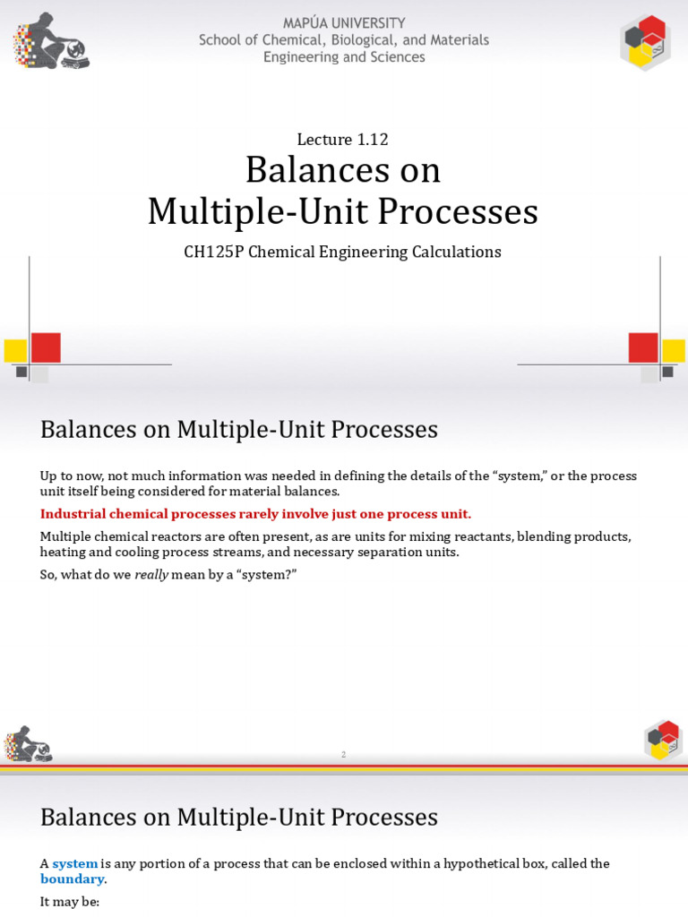 1.12 Balances On Multiple-Unit Processes | PDF | Chemical Engineering | Chemistry