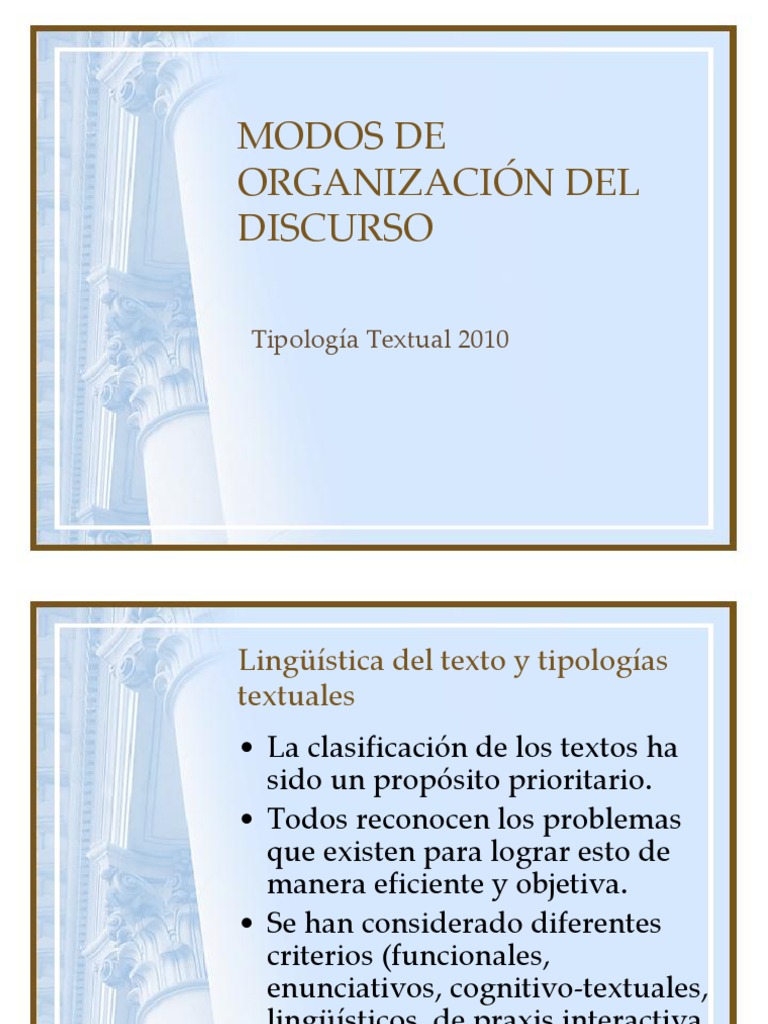 Modos de Organizacion Del Discurso 1 | PDF | Verbo | Narrativa