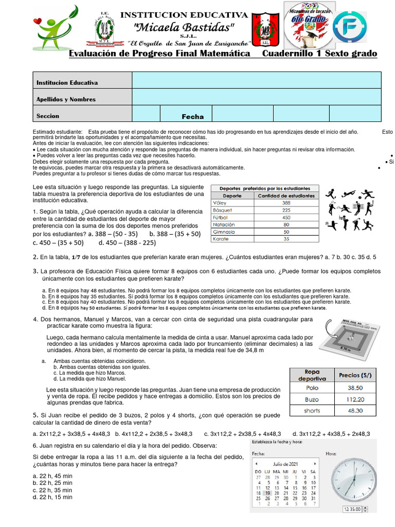 Prueba Final de Matematica | PDF