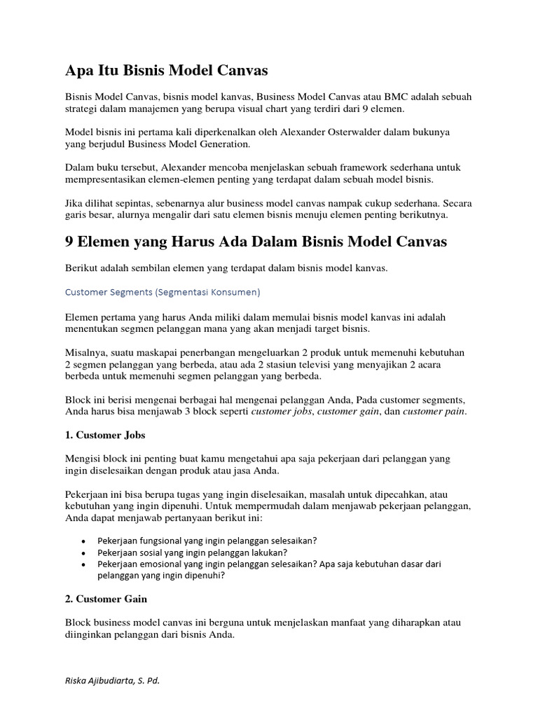 Apa Itu Bisnis Model Canvas | PDF