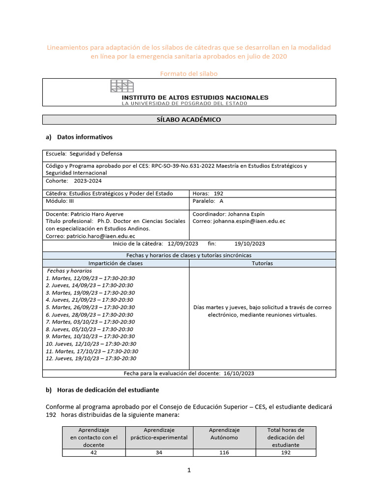 Silabo Eepd PH | PDF | Estado (política) | Geopolítica