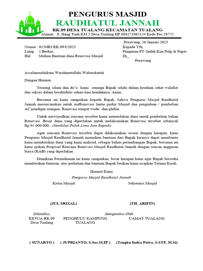 Proposal Masjid Raudhatul Jannah | PDF