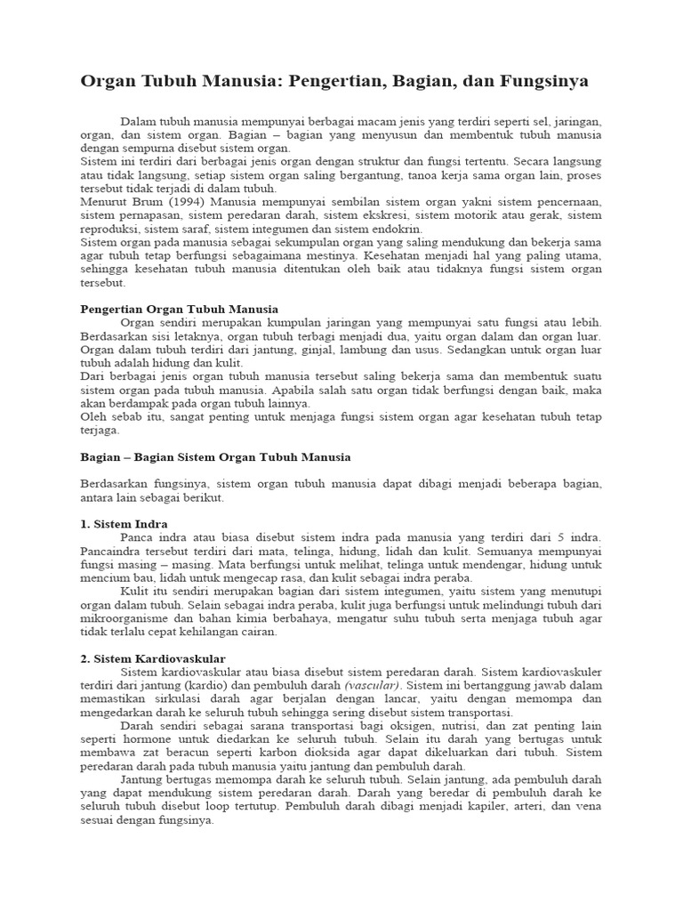 Organ Tubuh Manusia: Fungsi dan Struktur | PDF | Kesehatan Holistik ...