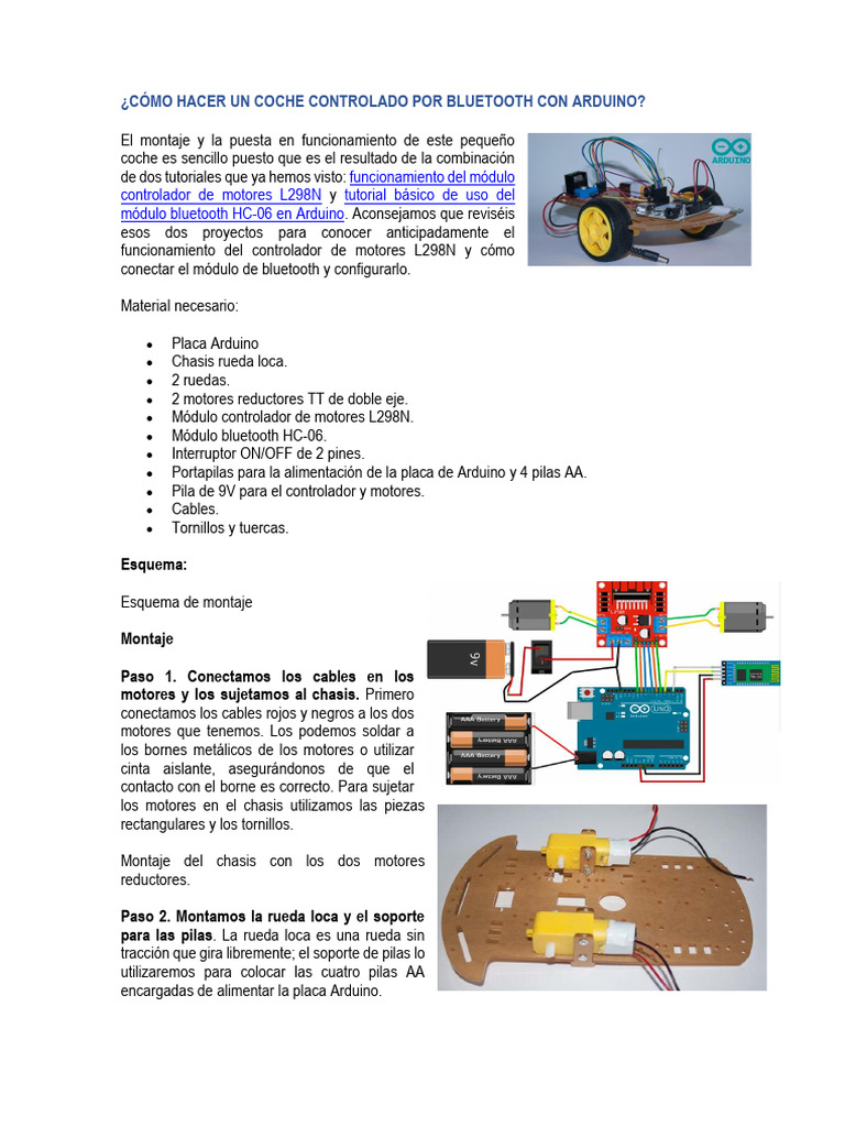 Coche Controlado Por Bluetooth Con Arduino y Dop | PDF | Arduino | Bluetooth