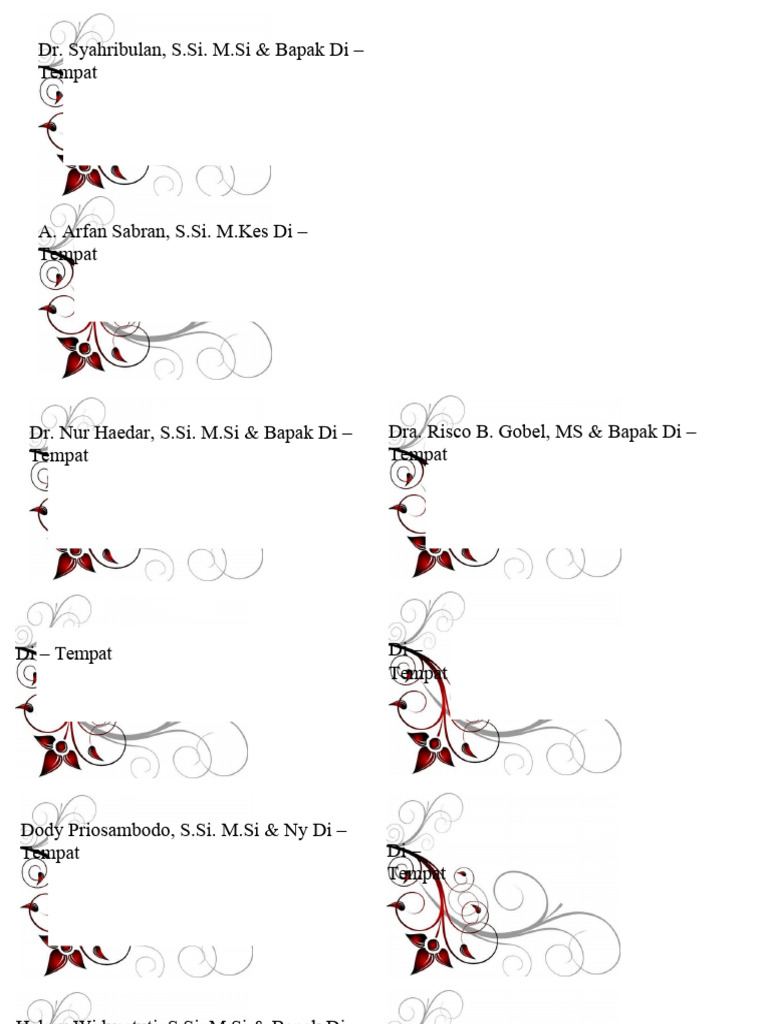 Contoh Nama Di Undangan Pernikahan Variasi | PDF