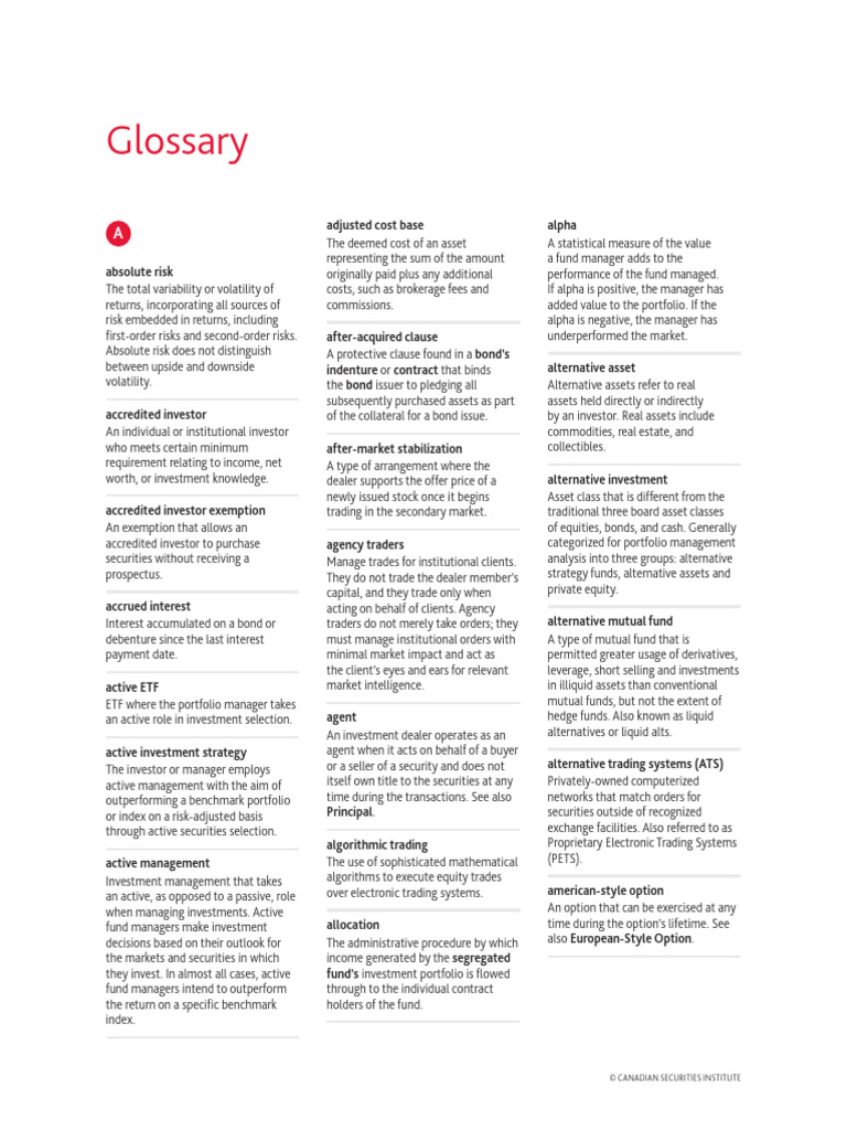 CSI Glossary | PDF | Securities (Finance) | Bonds (Finance)