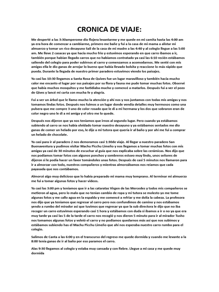 Cronica de Viaje 1 | PDF