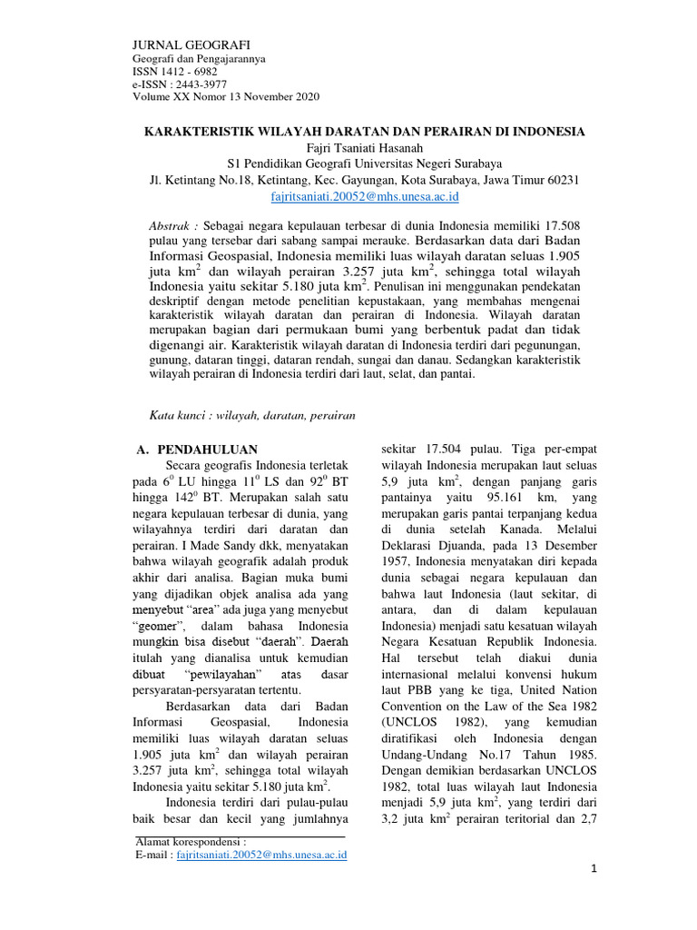 KarakteristikWilayah FajriTsaniatiHasanah 052 | PDF