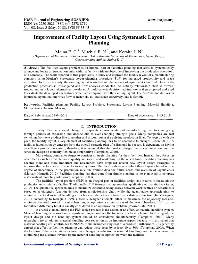 Improvement of Facility Layout | PDF | Mathematical Optimization ...