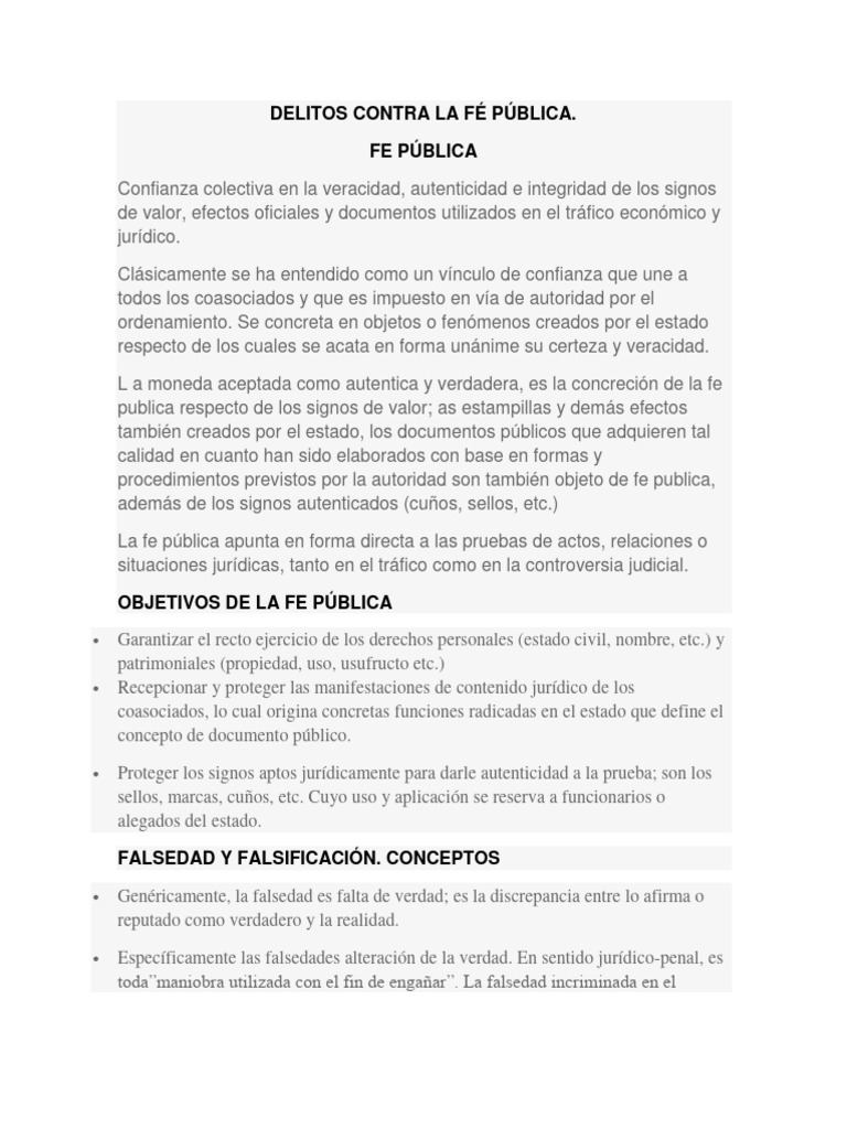 Delitos Contra La Fe Publica | PDF | Verdad | Estado (política)