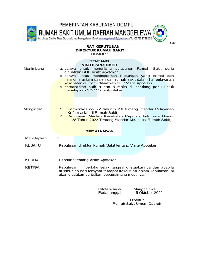 Contoh SK DIREKTUR Visite Apoteker | PDF