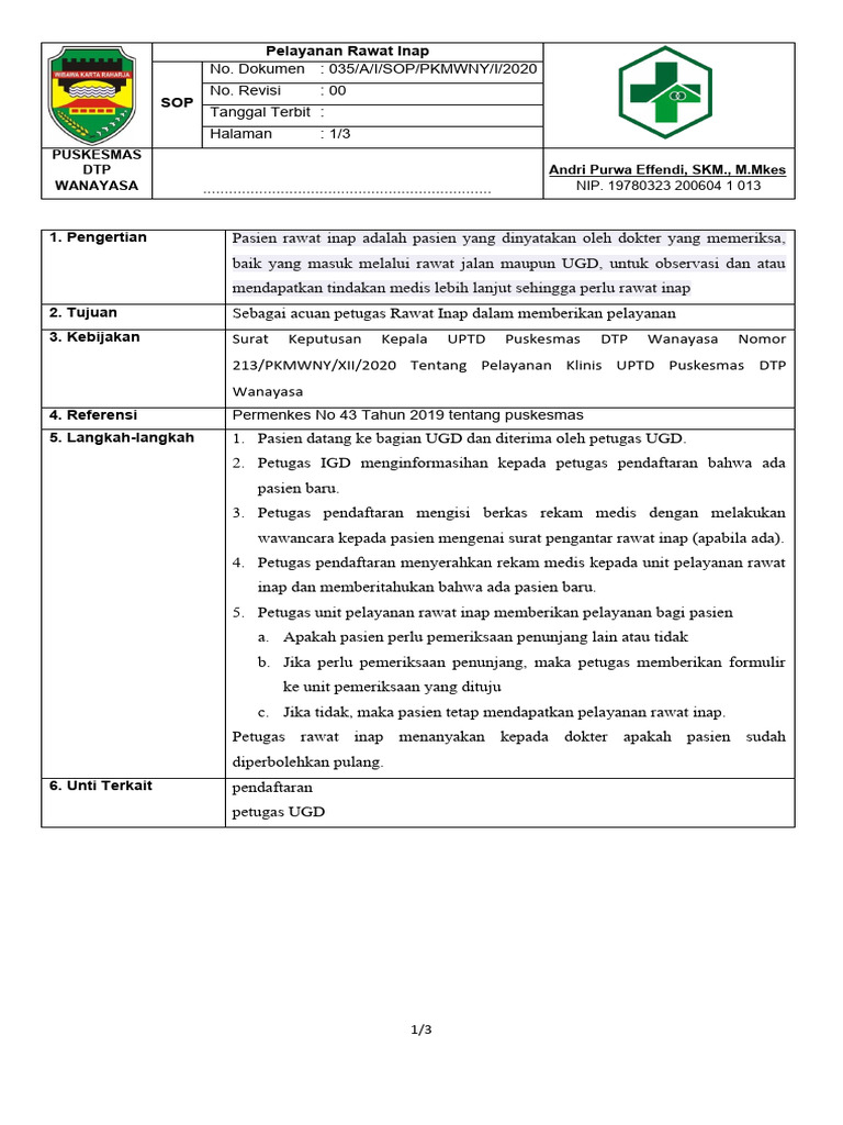 SOP Ranap | PDF | Pengembangan Diri | Kesehatan Holistik