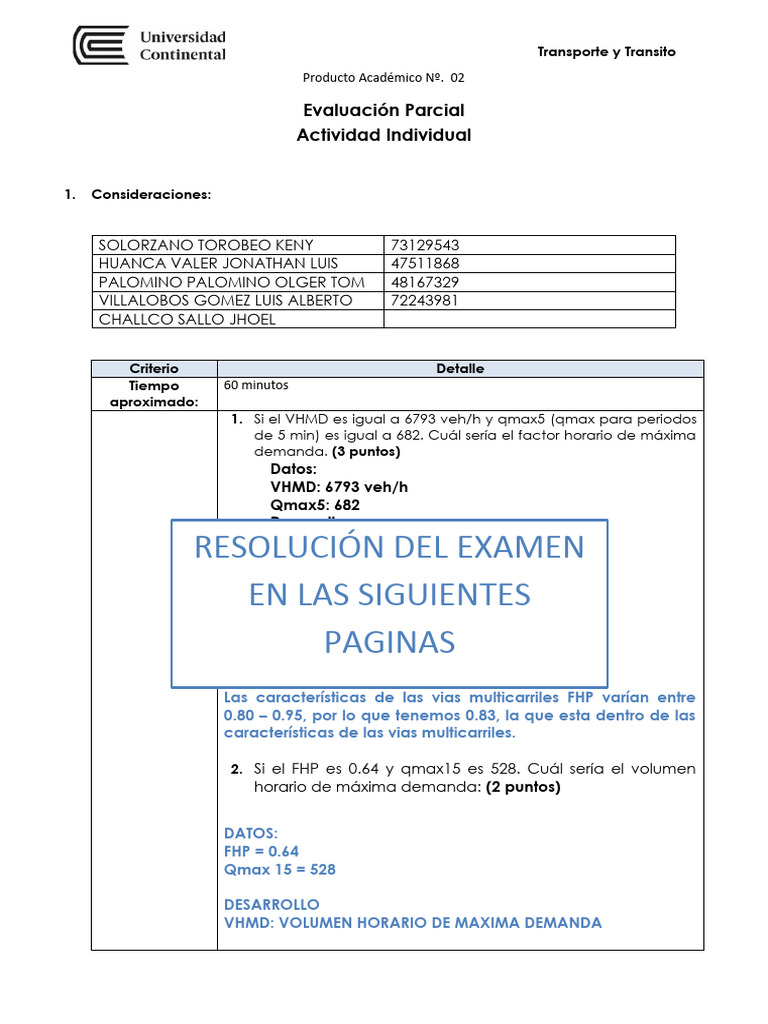 Evaluación de Tránsito y Transporte | PDF