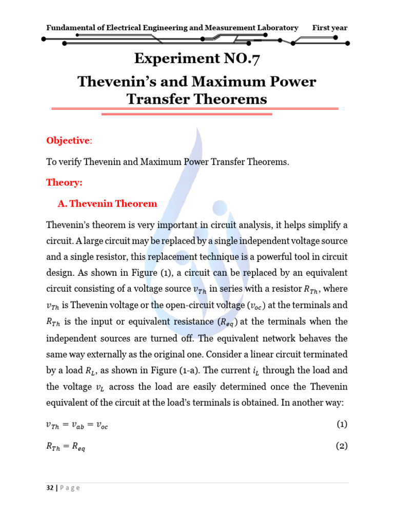 Exp No.7 Thevenin Modify | PDF | Electrical Network | Electronics