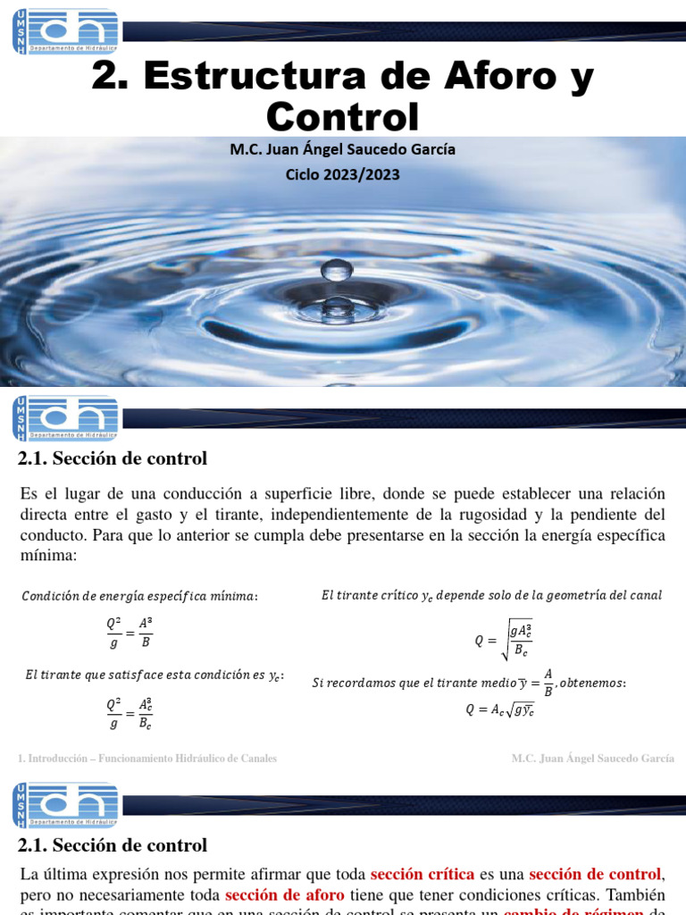 Estructuras de Aforo en Canales Hidráulicos | PDF | Hidráulica ...